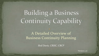 Building a Business Continuity Capability | PPT