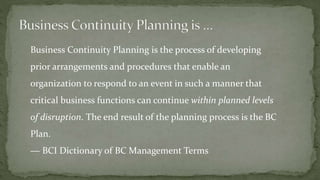Building a Business Continuity Capability | PPTX