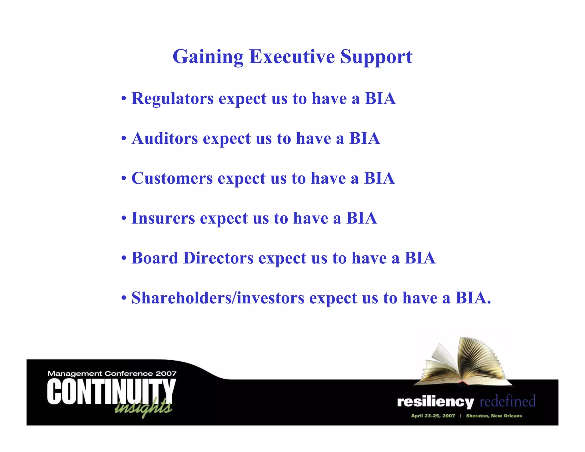 Building a business impact analysis (bia) process a hands on blueprint ...