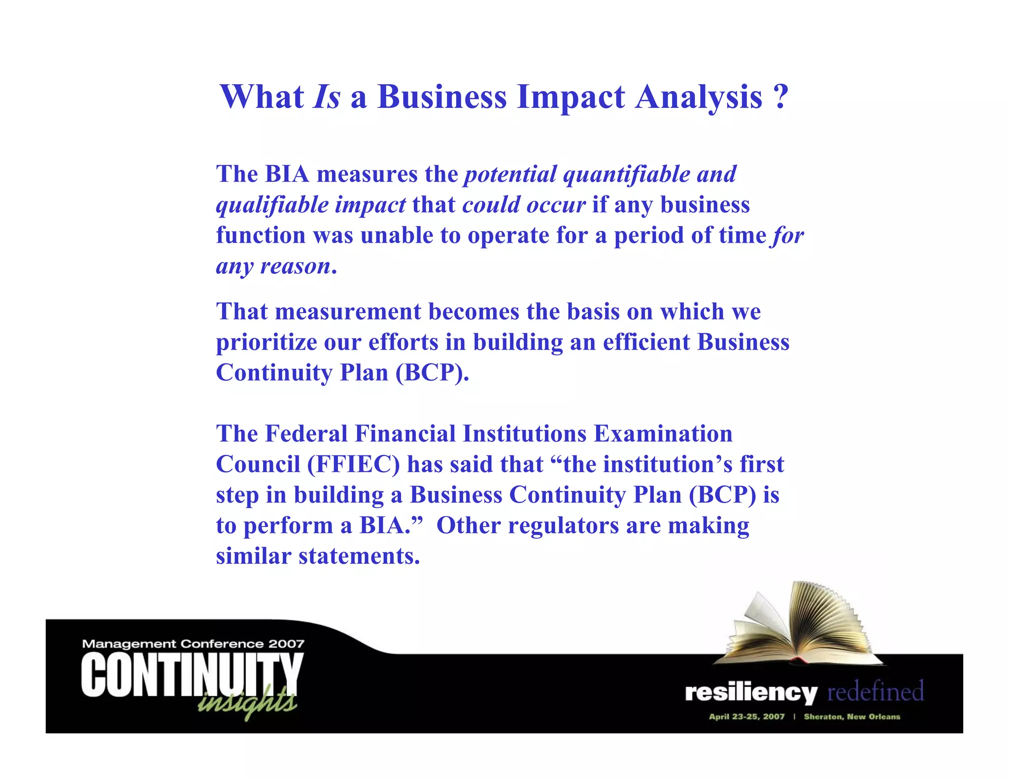 Building a business impact analysis (bia) process a hands on blueprint ...