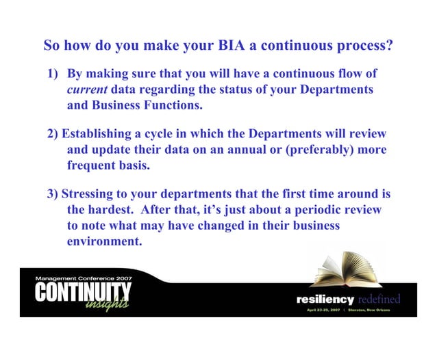 Building a business impact analysis (bia) process a hands on blueprint ...