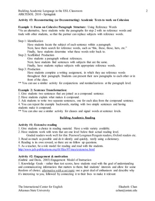 Building Academic Language in the ESL Classroom | PDF