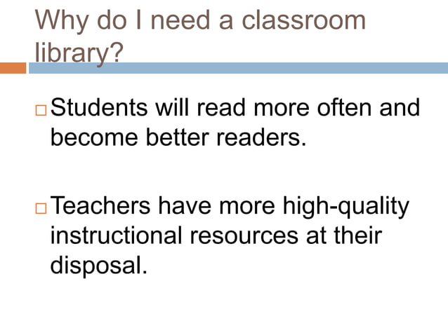 Building a classroom library | PPT