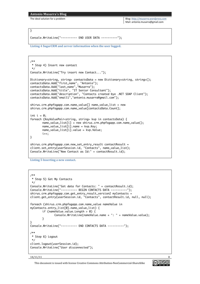 Building a Client .NET for SugarCRM | PDF