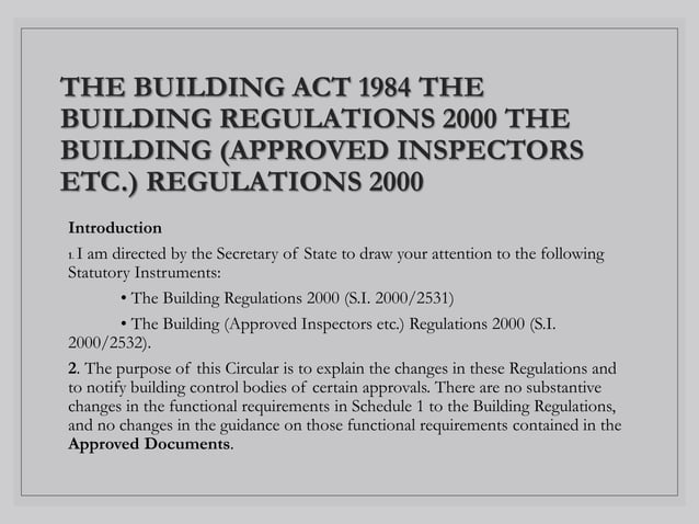 Building act 1984 | PPT