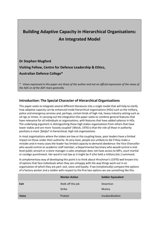 Building adaptive capacity in hierarchical organisations | PDF