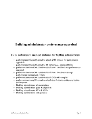 Building administrator performance appraisal | PDF