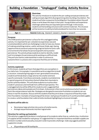 Building a foundation: Unplugged coding activity | DOCX | Homework and ...
