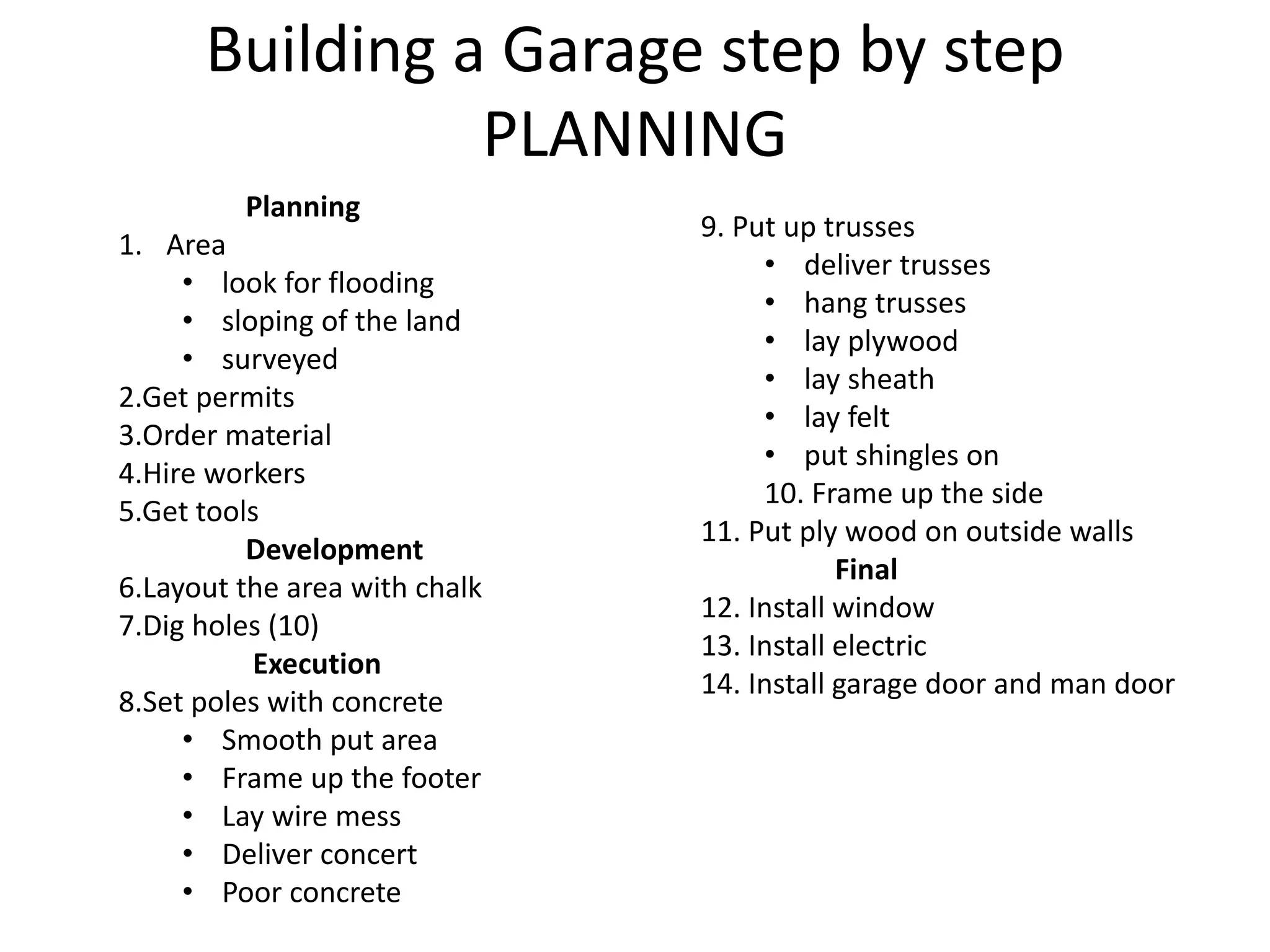 Building a garage | PPTX