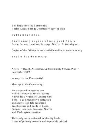 Building a Healthy CommunityHealth Assessment & Community Se.docx