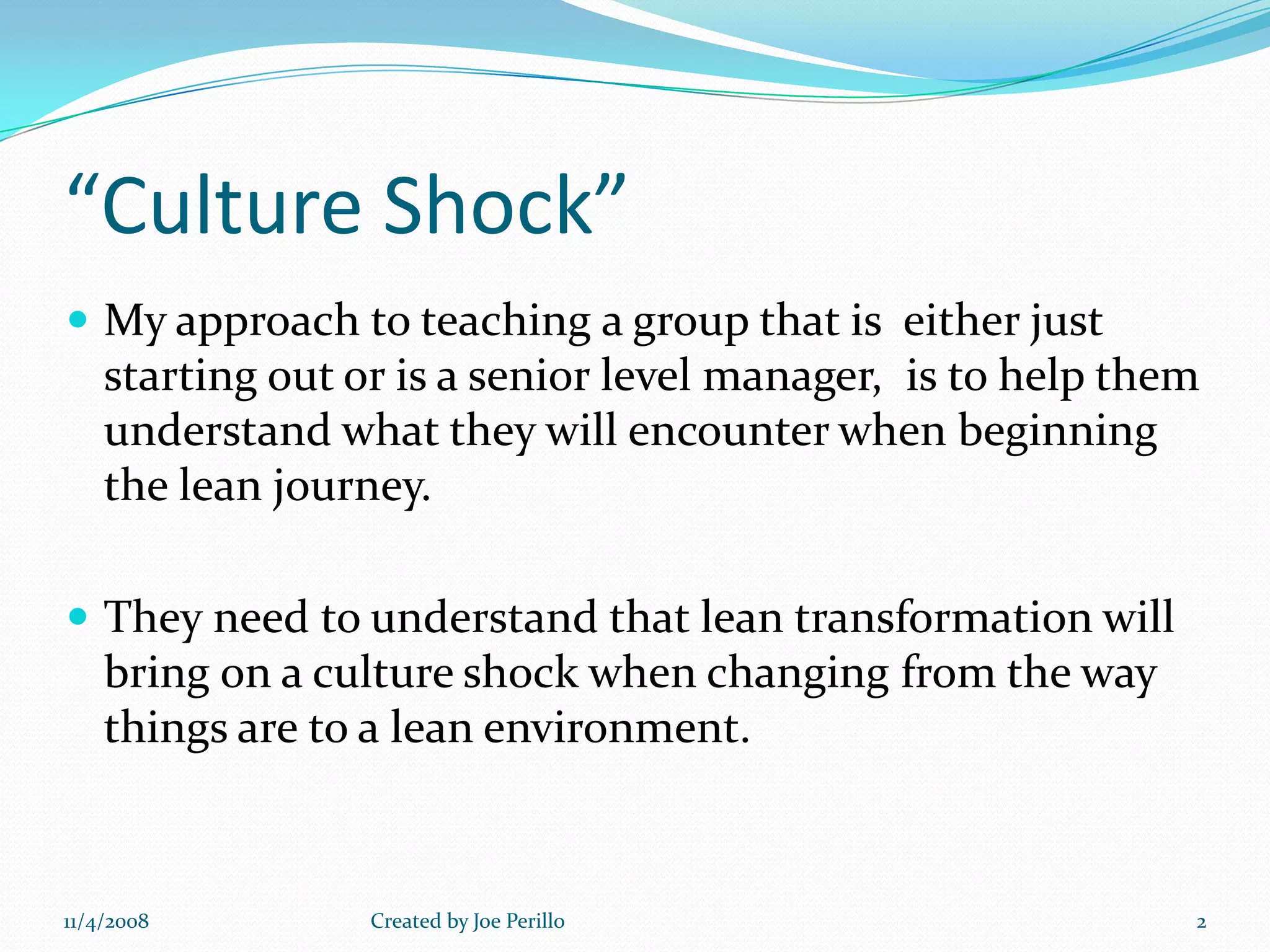 Building A Lean Culture by Joe Perillo | PPTX