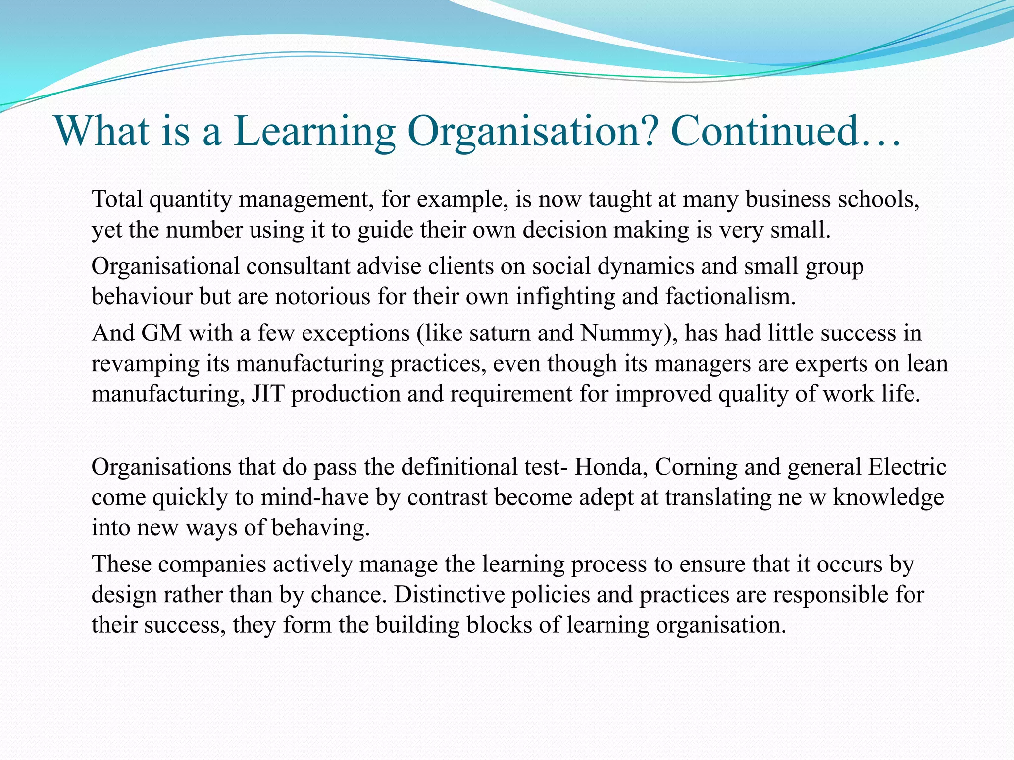 Building a learning organization | PPTX
