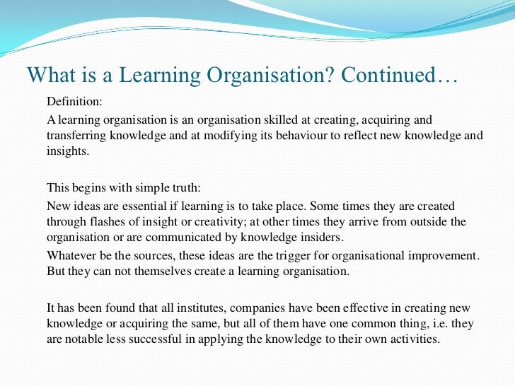 Building a learning organization