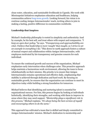 Amigos Internacionales: Michael Ryer’s Transformational Path to ...