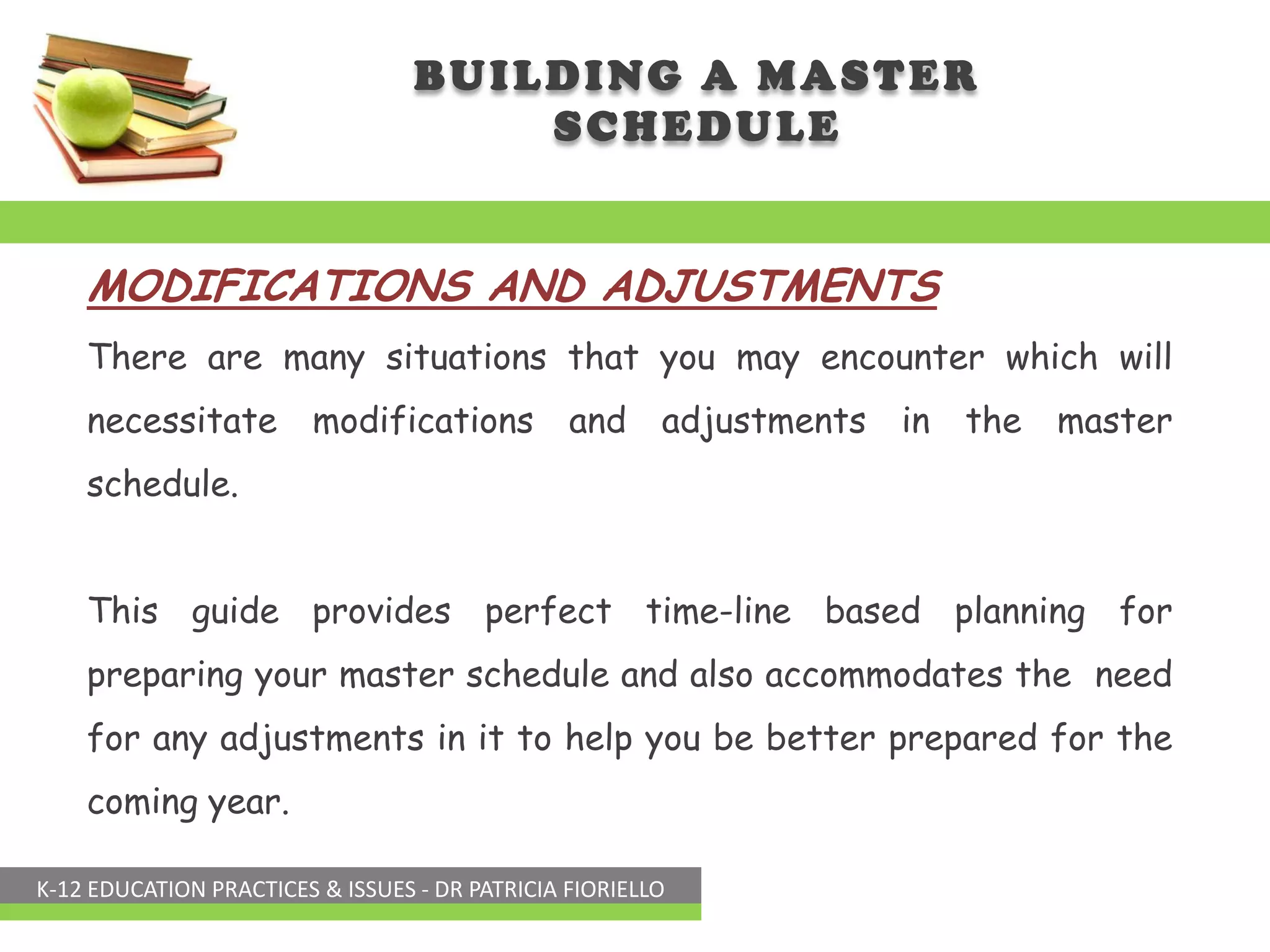 Building a Master Schedule | PDF
