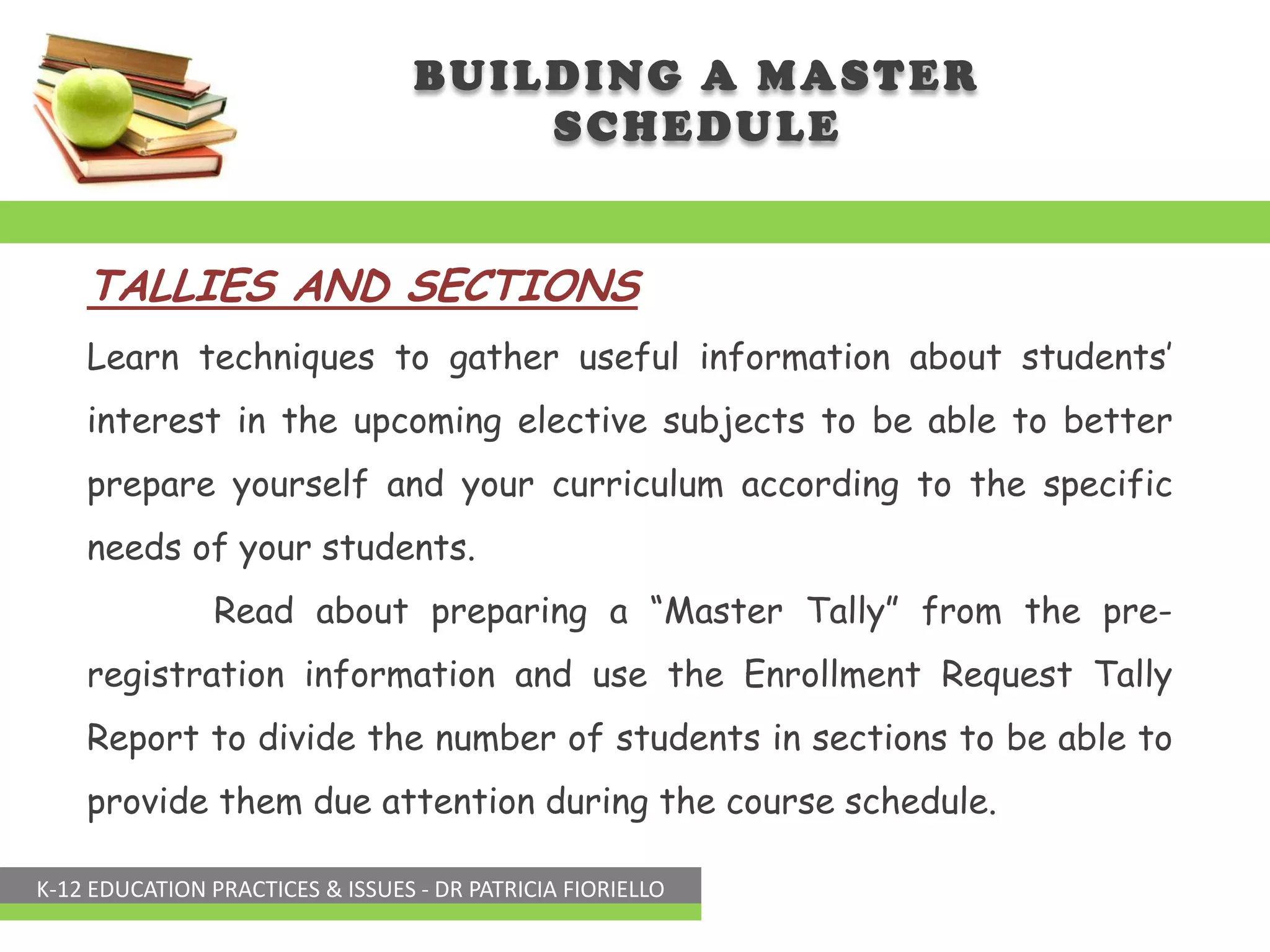 Building a Master Schedule | PDF