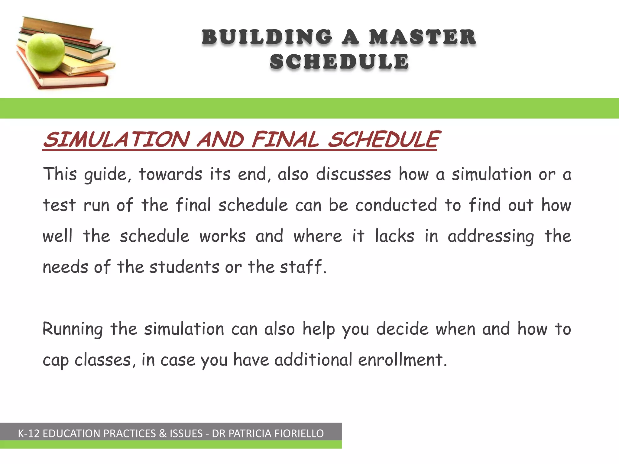 Building a Master Schedule | PPT