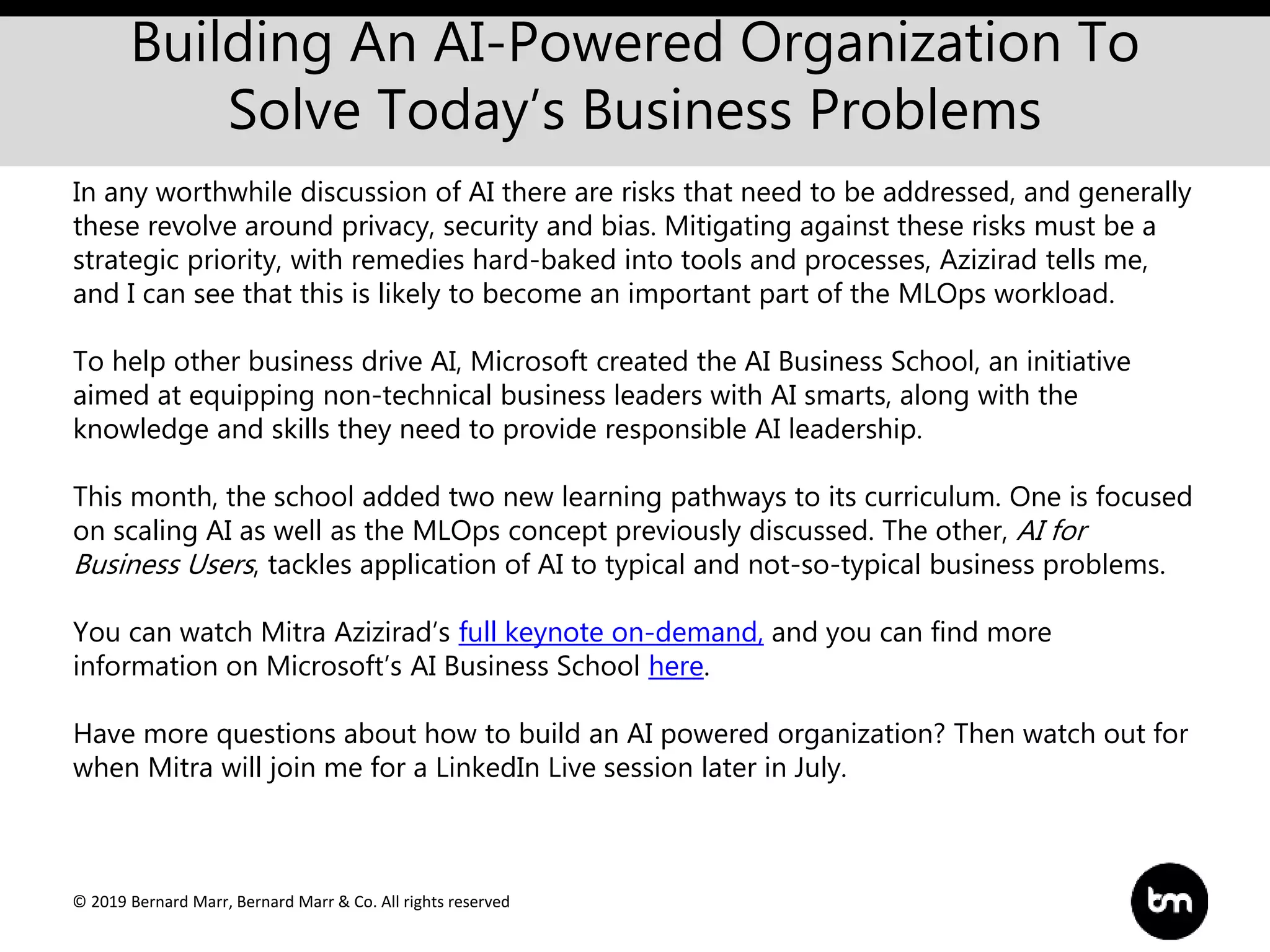 Building An AI-Powered Organization To Solve Today’s Business Problems ...