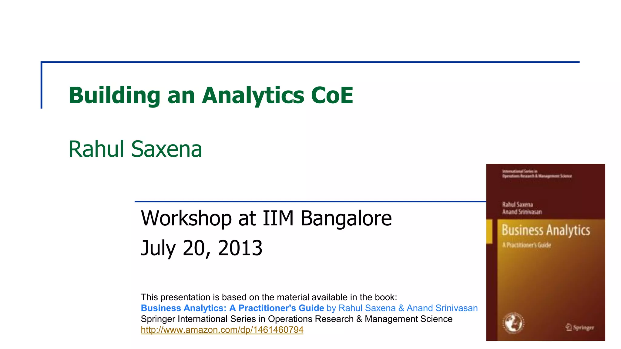 Building an Analytics CoE (Center of Excellence) | PDF