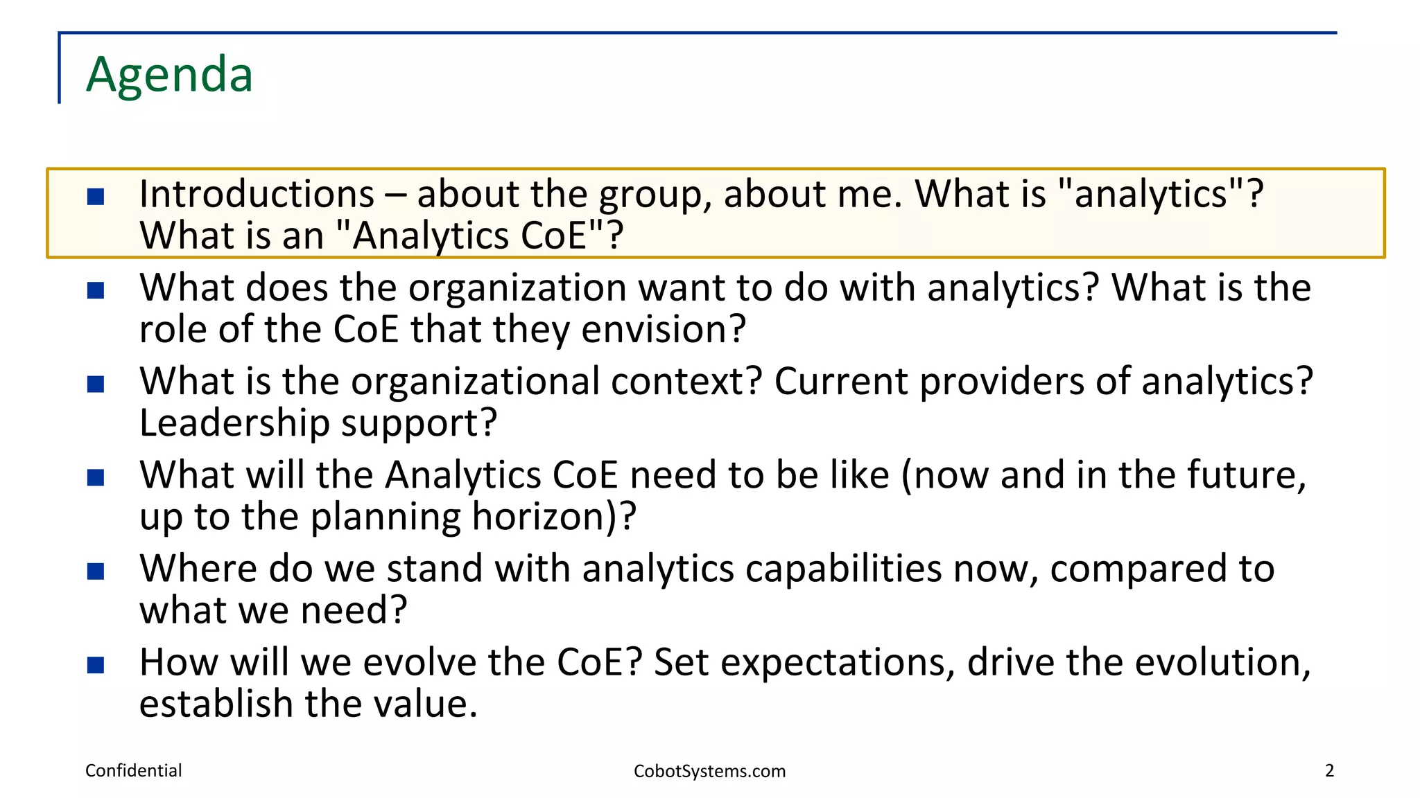 Building an Analytics CoE (Center of Excellence) | PDF