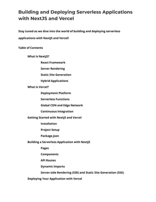 Building and Deploying Serverless Applications with NextJS and Vercel.pdf
