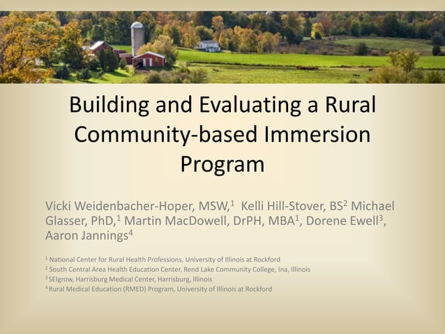 Building and evaluating a community-based, immersion rural health ...