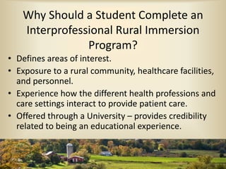 Building and evaluating a community-based, immersion rural health ...