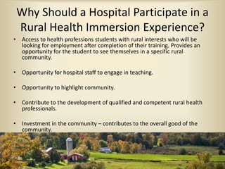 Building and evaluating a community-based, immersion rural health ...
