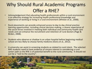 Building and evaluating a community-based, immersion rural health ...