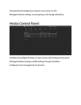 Building and Managing a Personal Cloud Infrastructure on Oracle Cloud With Hestia, Nextcloud ...