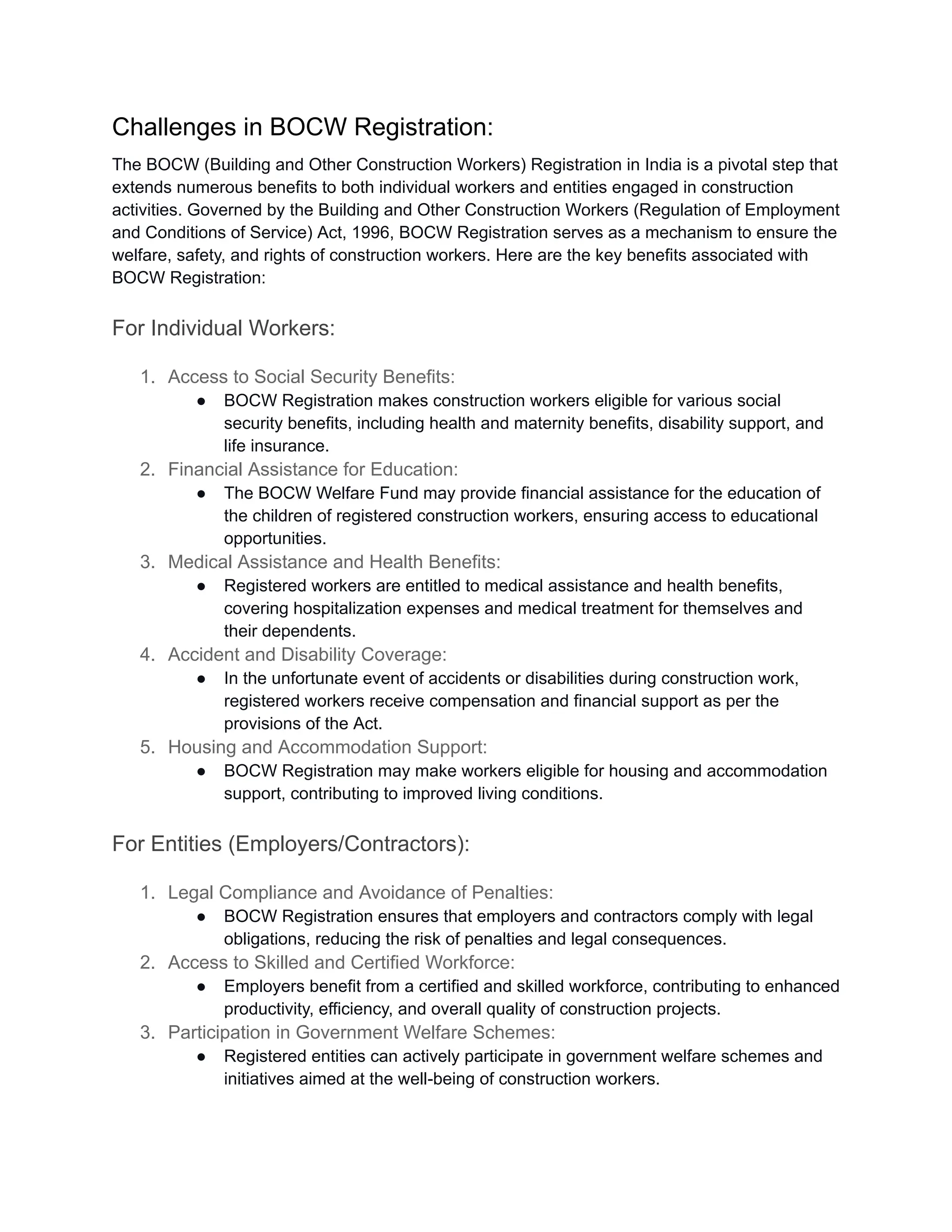 Building and Other Construction Workers (BOCW) Registration in India (1 ...