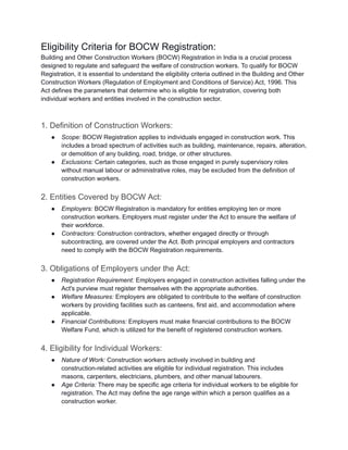 Building and Other Construction Workers (BOCW) Registration in India (1 ...