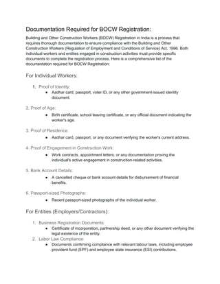Building and Other Construction Workers (BOCW) Registration in India (1 ...