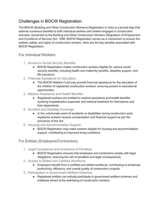 Building and Other Construction Workers (BOCW) Registration in India (1 ...