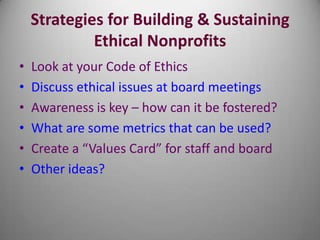 Building and sustaining ethical nonprofits | PPTX | Business | Business ...