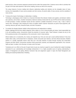 Building and sustaining relationship in retailing | DOCX