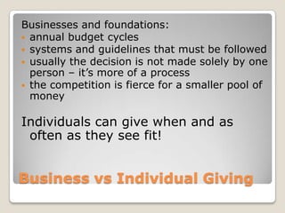 Building An Individual Giving Program Combined Sw Ct Final | PPTX