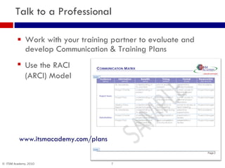 Building ITIL Training & Communication Plans | PPT