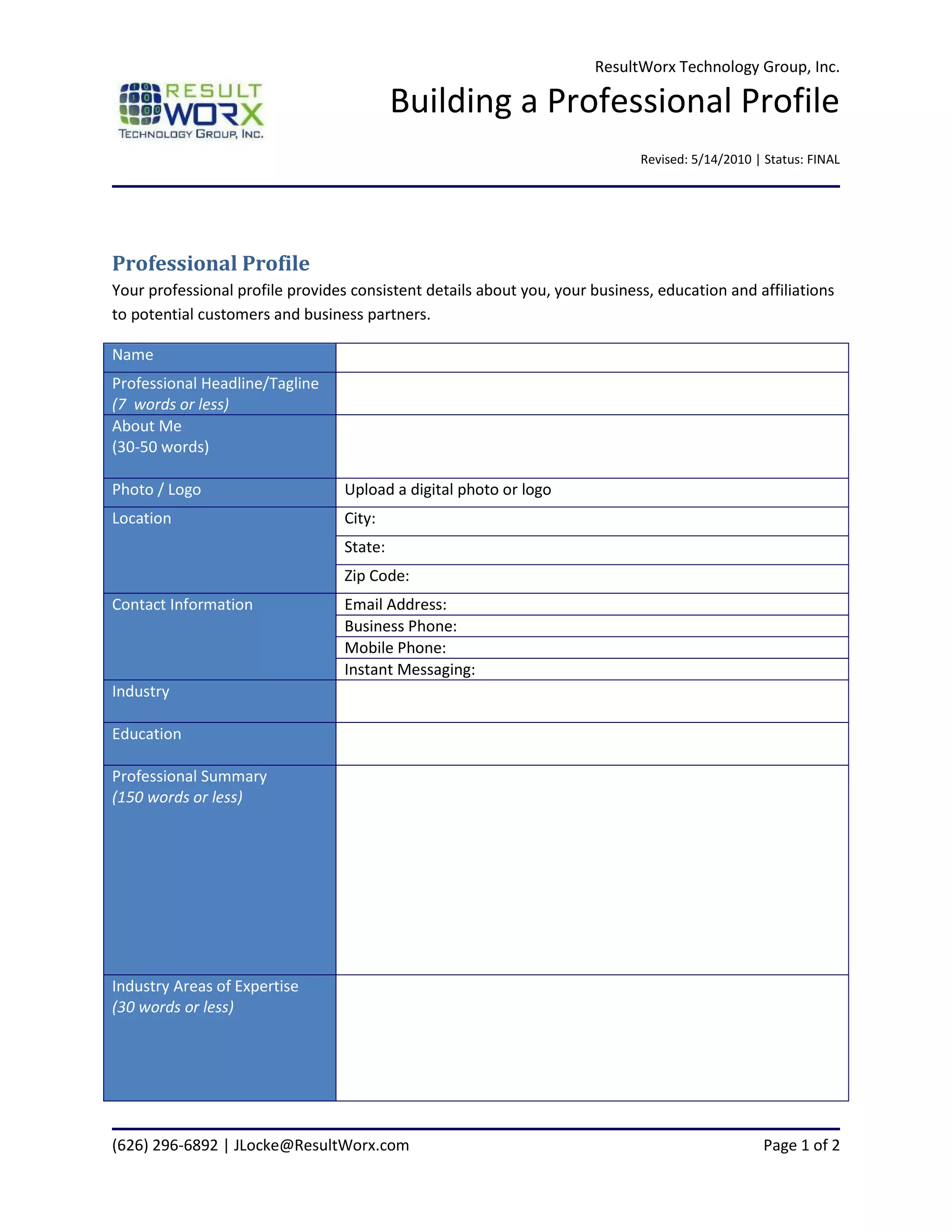 Building a Professional Online Profile | PDF