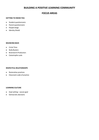 Building a positive learning community | DOCX