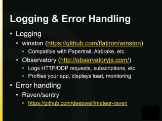 Building a production ready meteor app | PPT