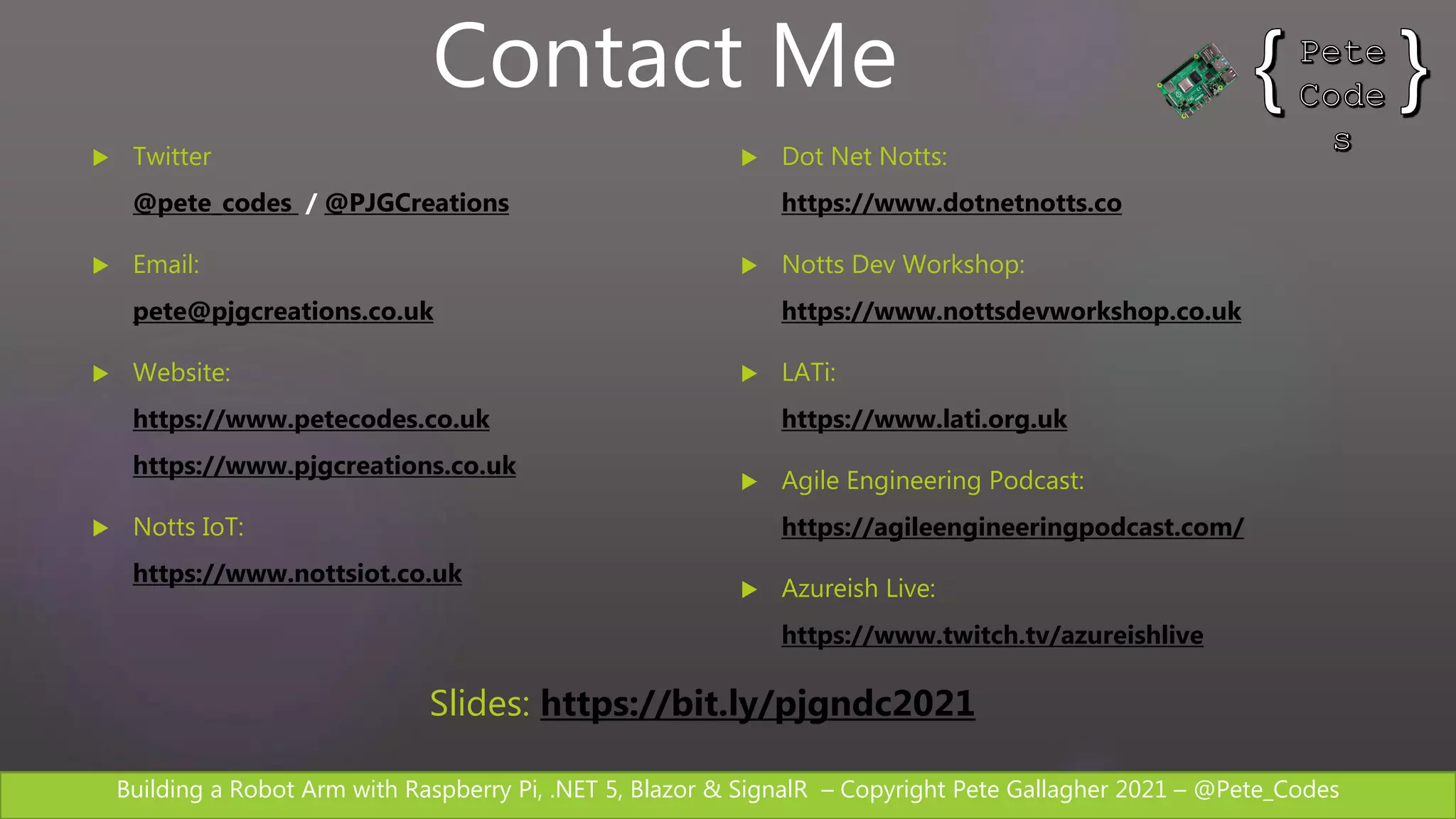 Building a Raspberry Pi Robot with .NET 5, Blazor and SignalR - NDC London 2021 | PPTX ...