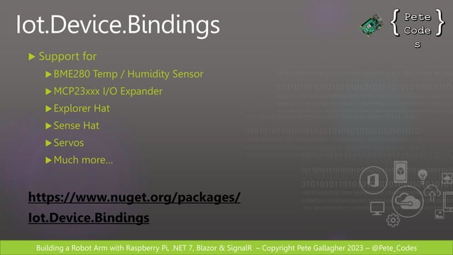 Building a Raspberry Pi Robot with Dot NET 7, Blazor and SignalR - Slides Only.pptx | Robotics ...