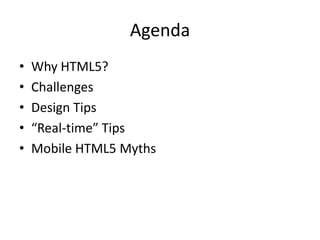 Building a real time html5 app for mobile devices | PPT