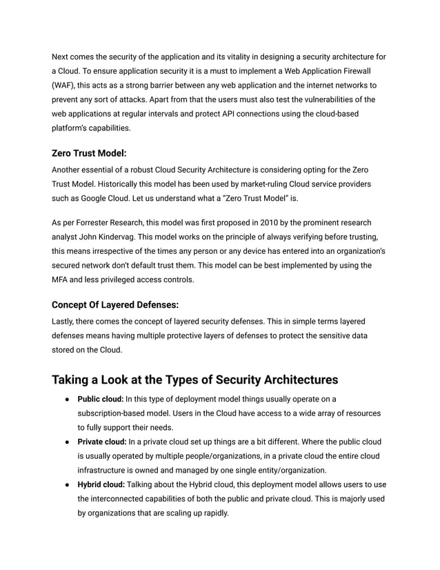 Building a Resilient Cloud Security Architecture: Types, Challenges, and Best Practices | PDF