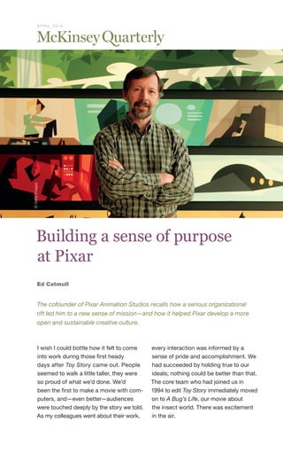 Building a sense of purpose at pixar | PDF