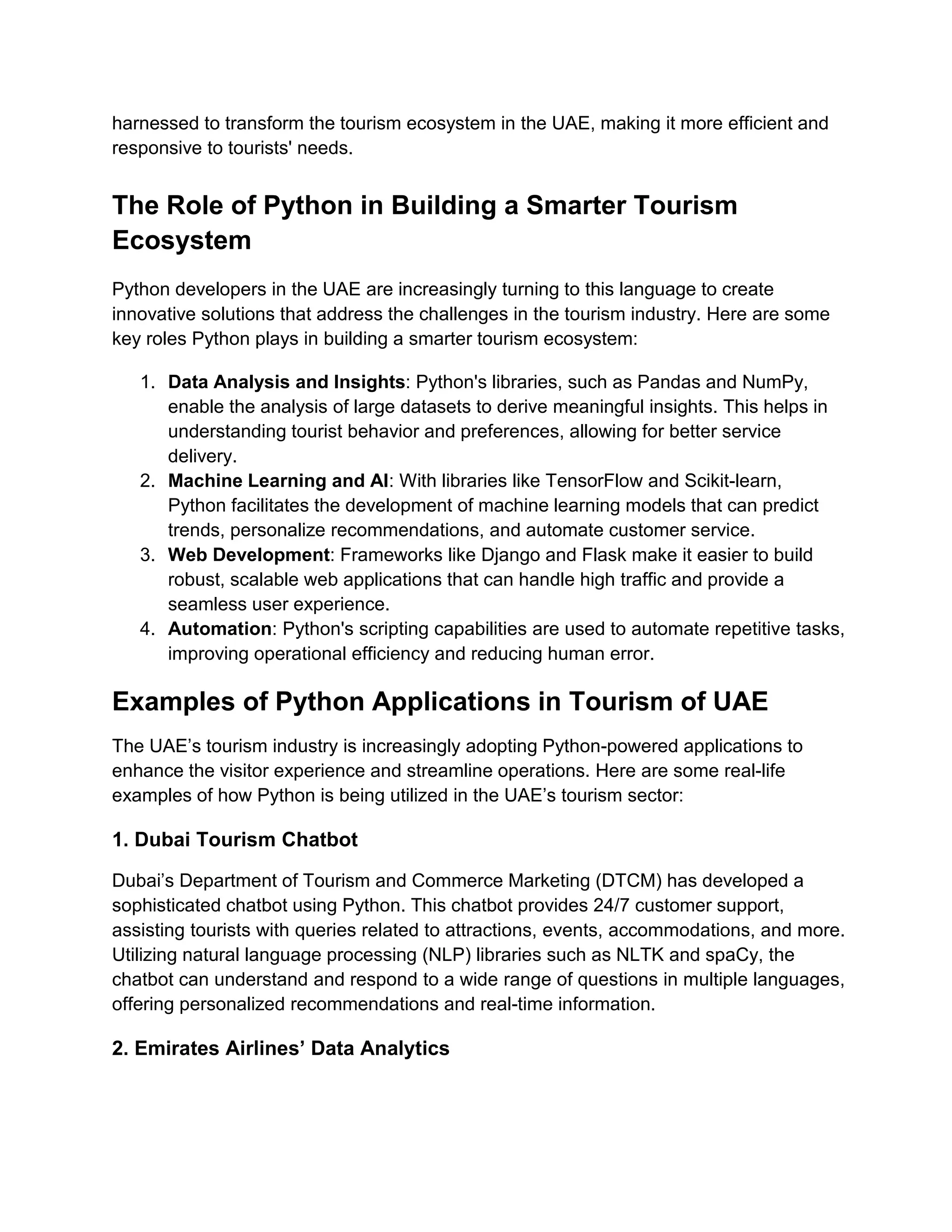 Building an Intelligent Tourism Framework in UAE with Python | PDF