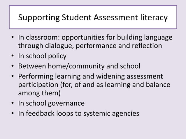 Building Assessment Literacy with teachers and students | PPTX