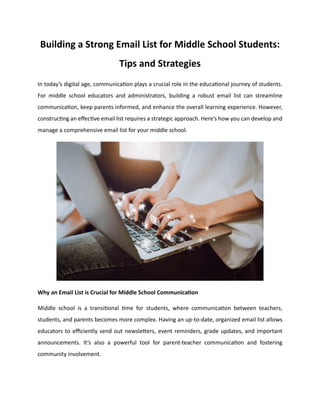Building a Strong Email List for Middle School Students_Tips and ...