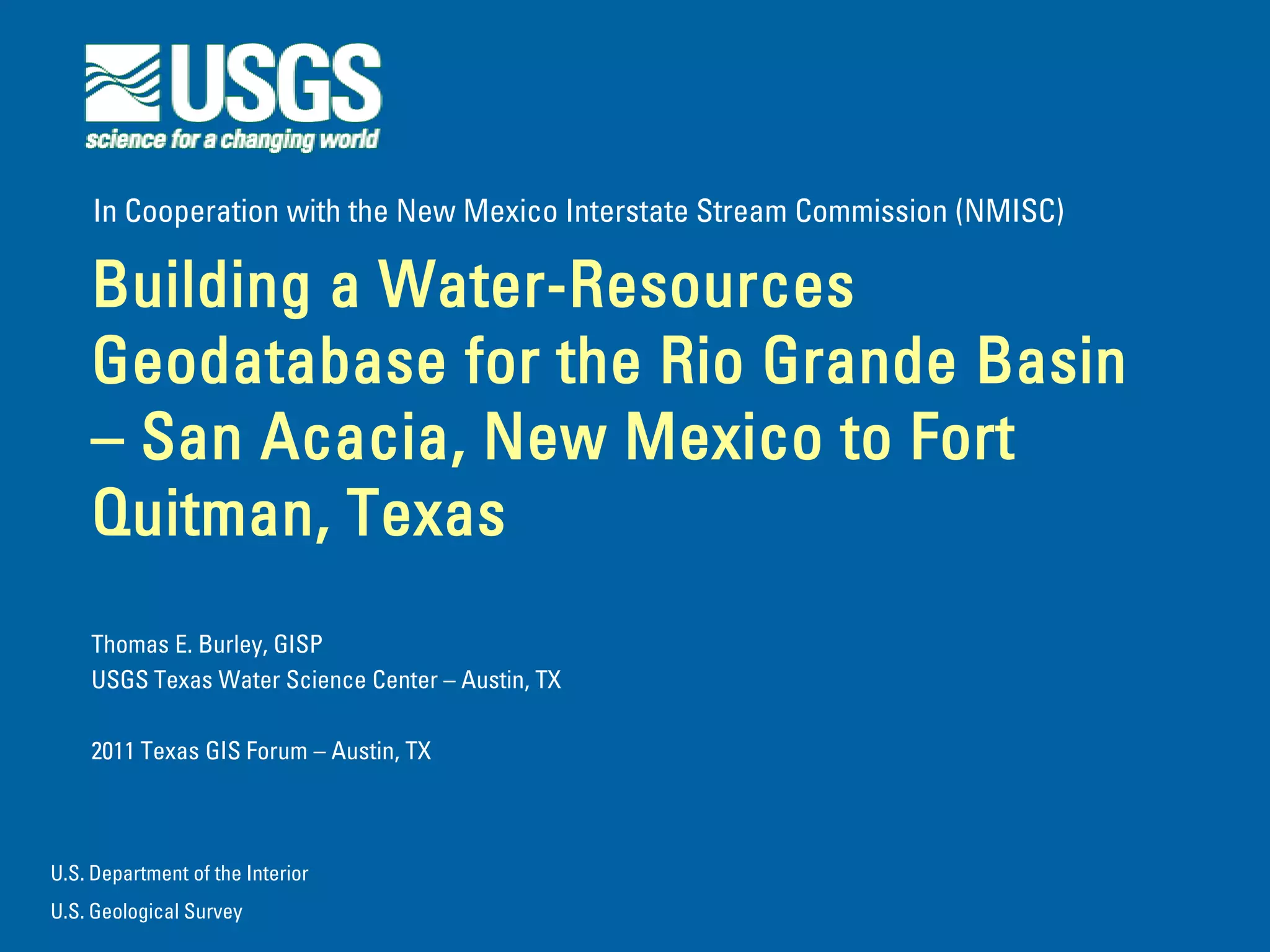 Building a water resources geodatabase for the rio grande basin | PDF